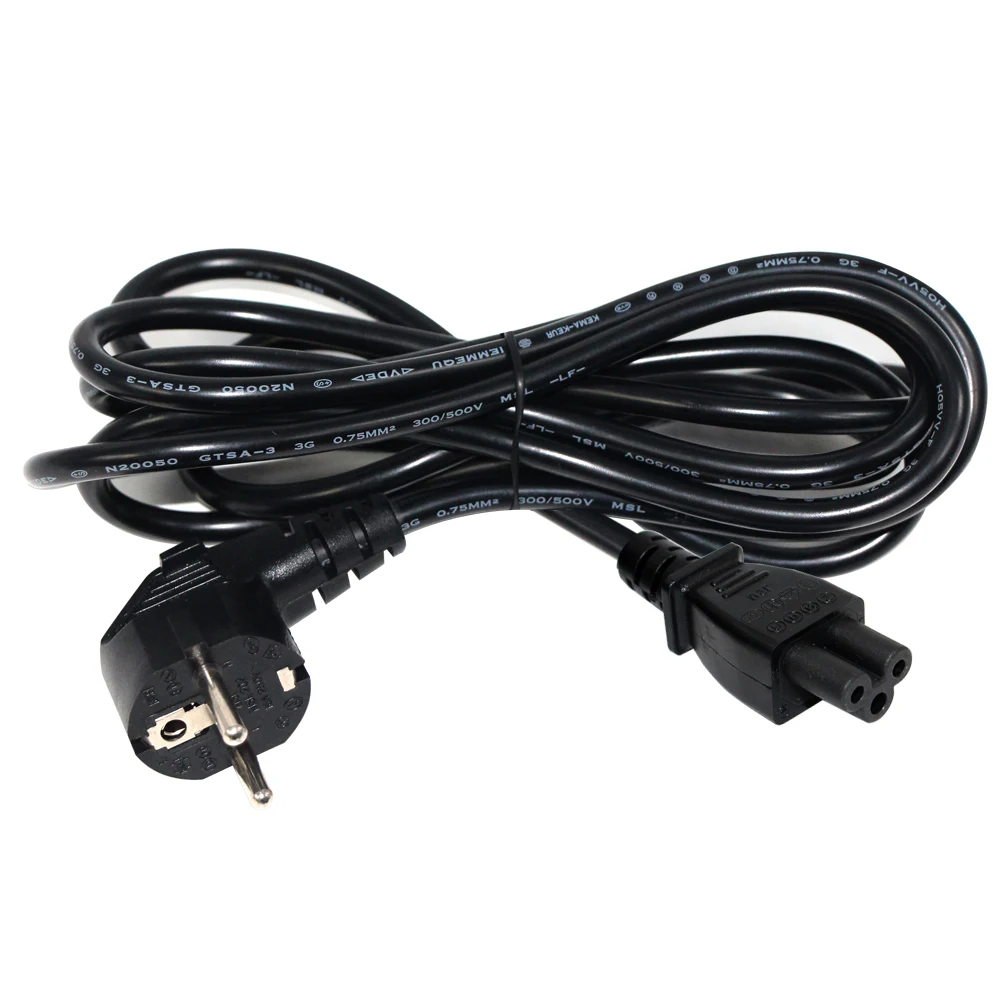VDE approved EU 3-pin power cords with molded plug Lead clover C5 power ...