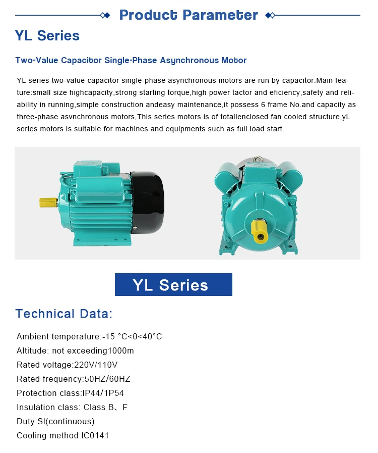 YL Series 3000 Rpm Single Phase Motor Light Weight 4kw Ac Induction ...