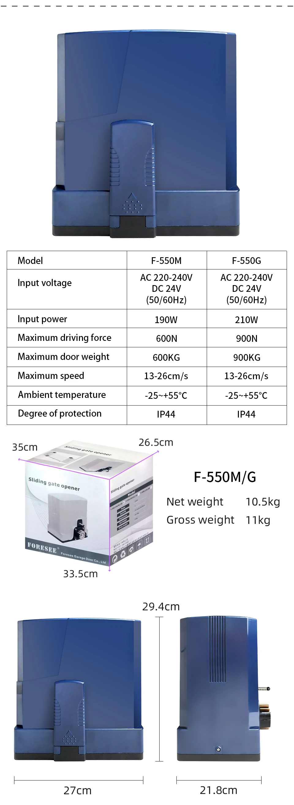 Foresee F-550g Electric Sliding Door Opener Remote Control Fence Door ...