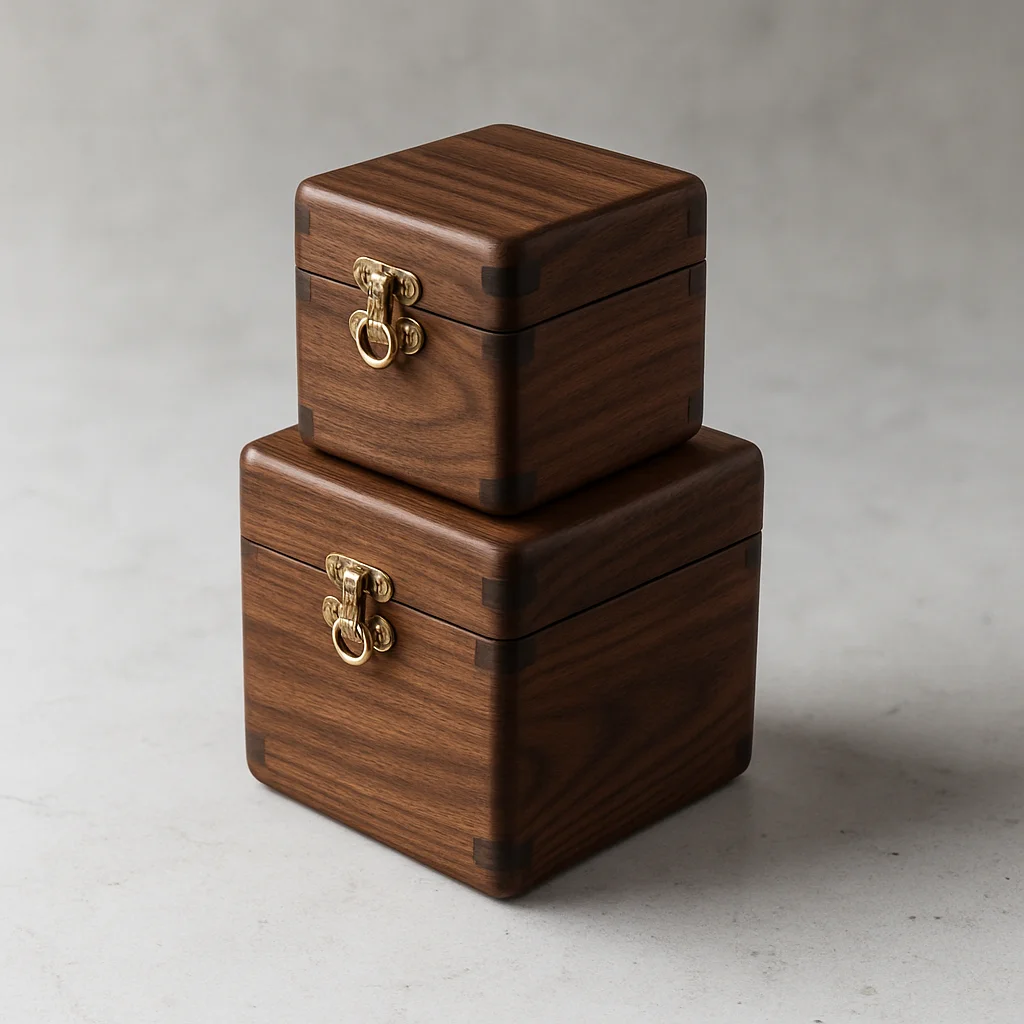 Luxury Black Walnut Square Gift Box with Lock Custom for Industrial ...