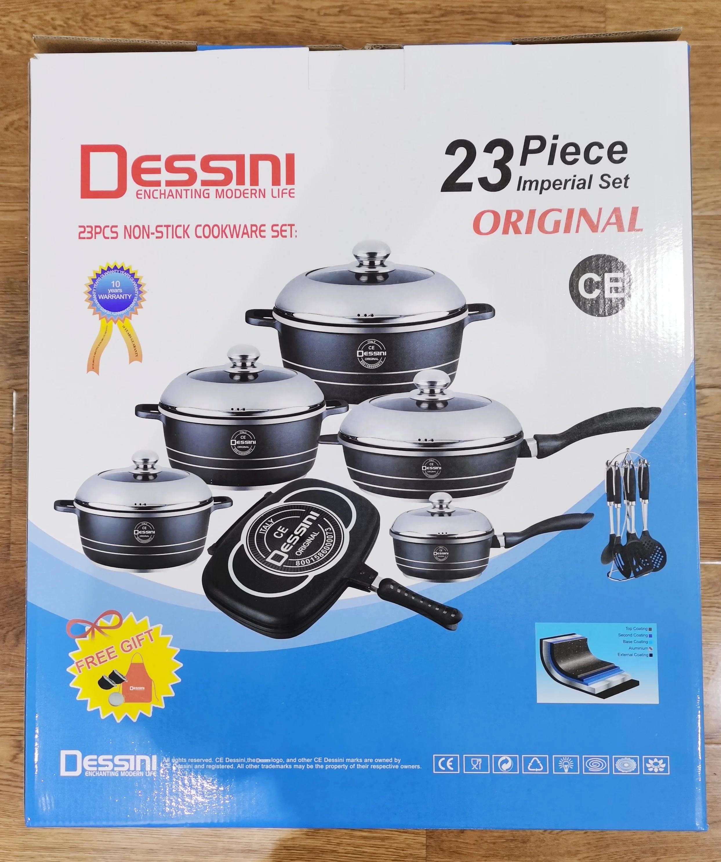 Hot Sale Dessini 23pcs Aluminum Non Stick Royal Kitchen Cookware And ...