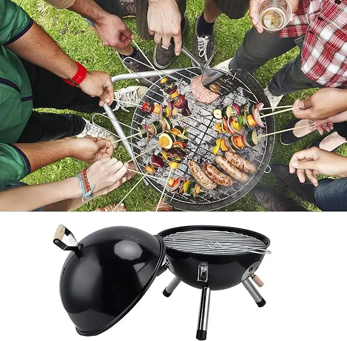 Custom Spherical Family Barbeque Chimney Portable Folding Round Camping ...