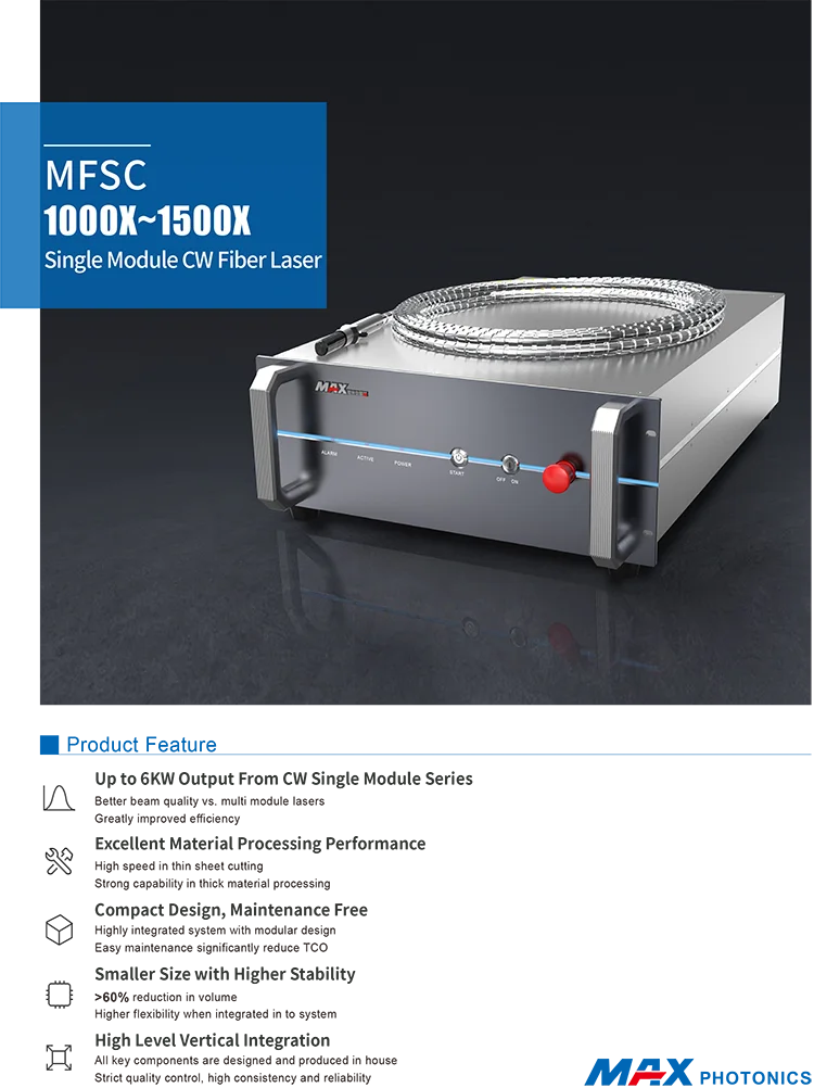 Maxphotonics 1KW-3KW Laser Source for Fiber Cutting Machines