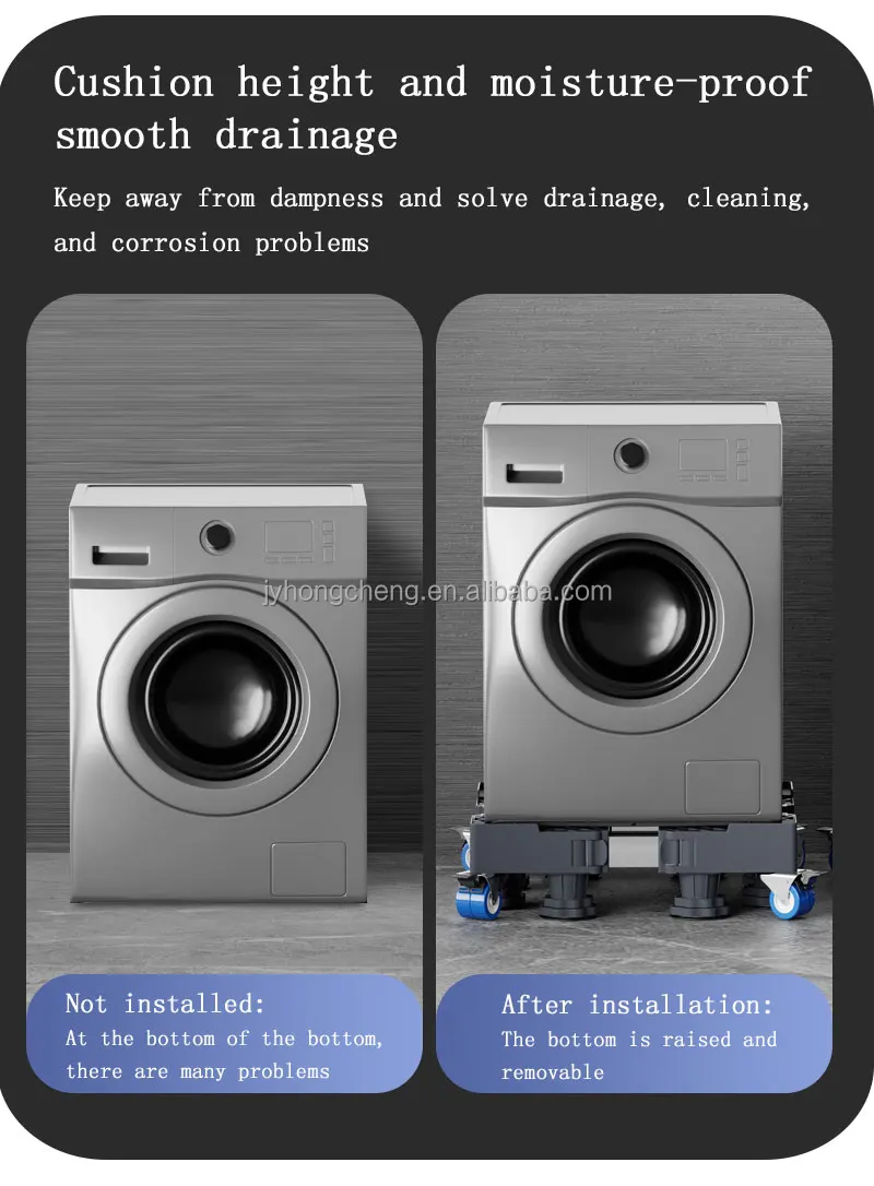 Adjustable Fridge Stand Movable Washing Machine Base with Wheels ...
