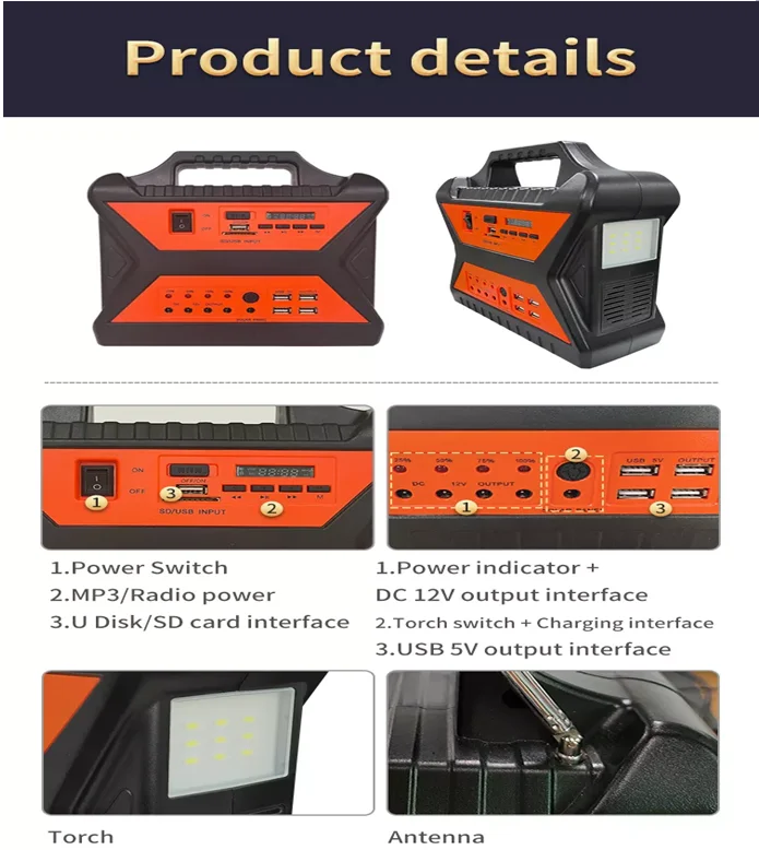 Mini Portable 12V DC 10W Solar Generator for Home Lighting