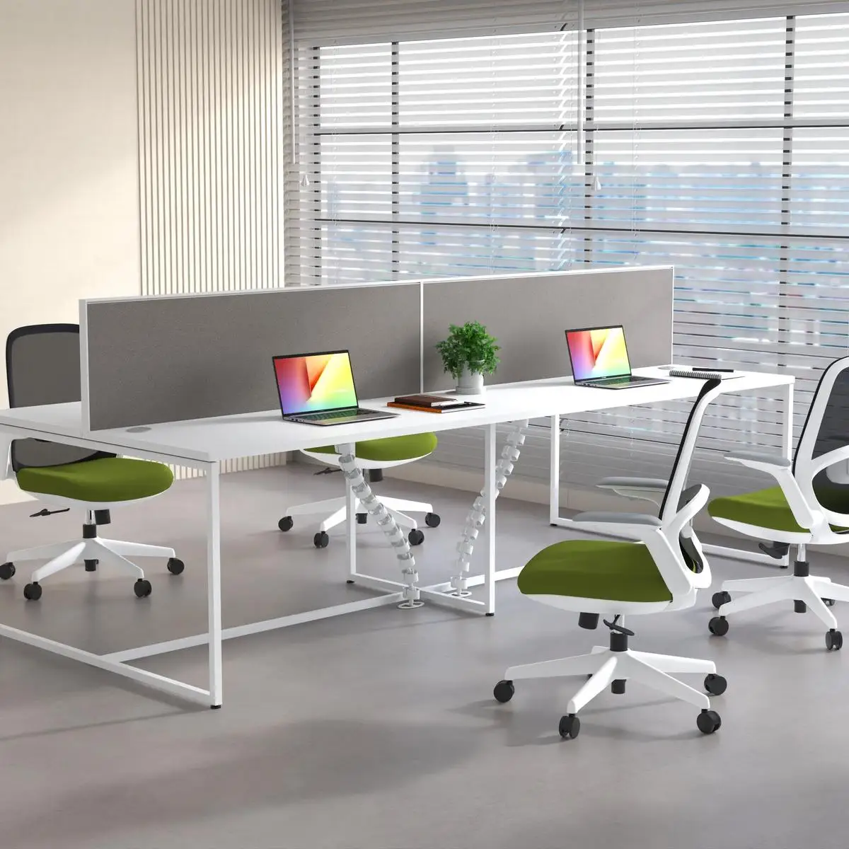 4 Person Coworking Spaces Office Table Workstation Modular 4 L Desk ...