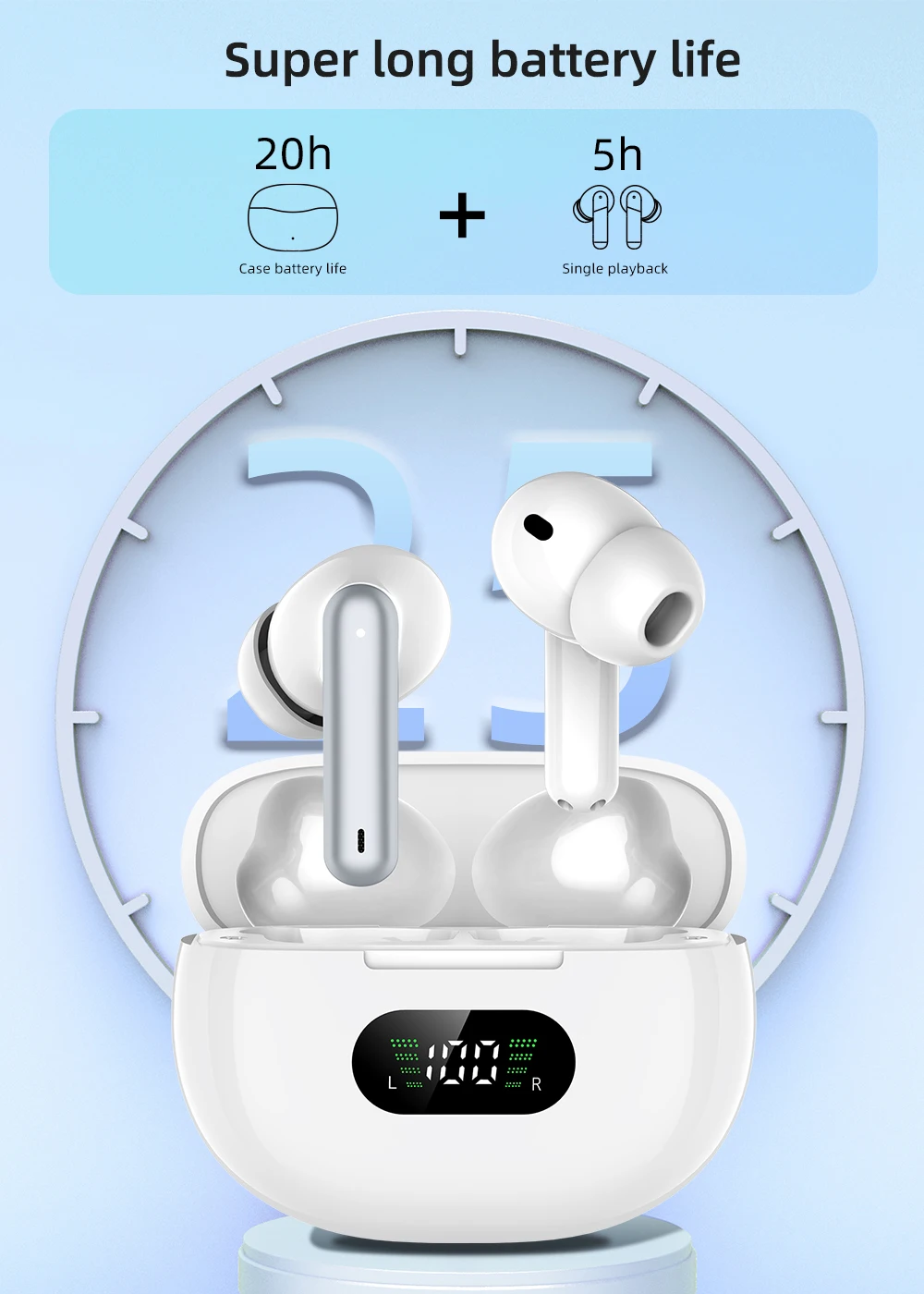 Top Sale Led Digital Display Anc & 4 Mic Enc Wireless Earbuds Bluetooth ...