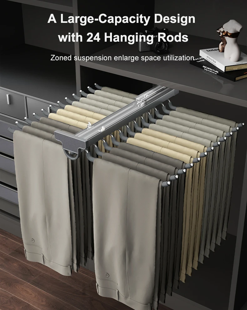 HNOSS Wardrobe Metal Trouser Rack Hangers Retractable Double Sided Pull ...
