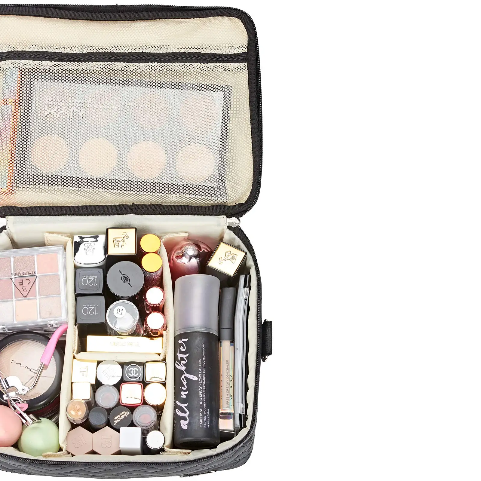 Black Cosmetic Bag Makeup Organizer Corduroy Make-up Travel Storage Box ...
