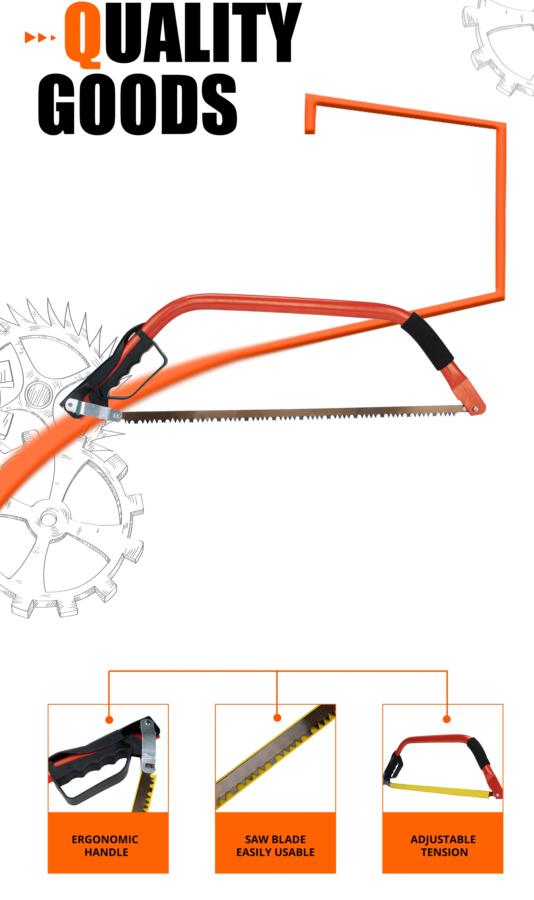 KSEIBI 600mm Bow Saw - Durable Cross Cut Hand Saw with Retractable ...
