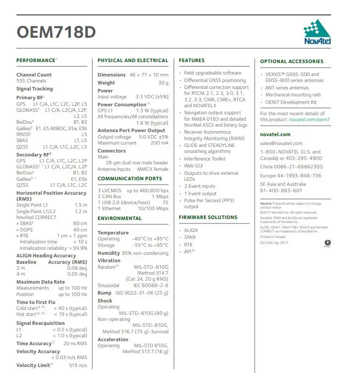 Novatel Oem718d Quad System Multi Frequency Board Oem718d-cdd-ryn-5nn ...