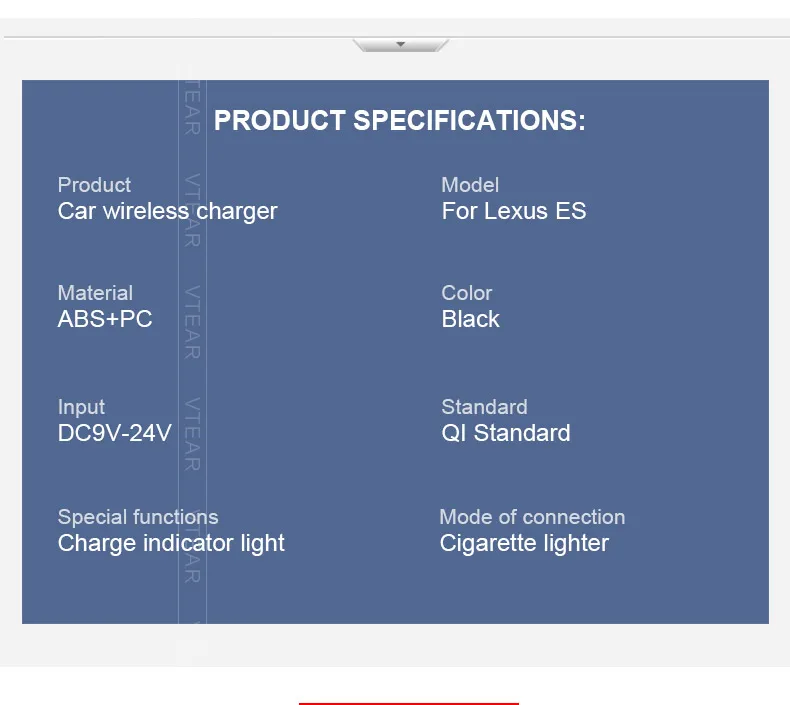 Qi Car Wireless Charger for Lexus ES 2023 2022 Accessories 15w Fast ...