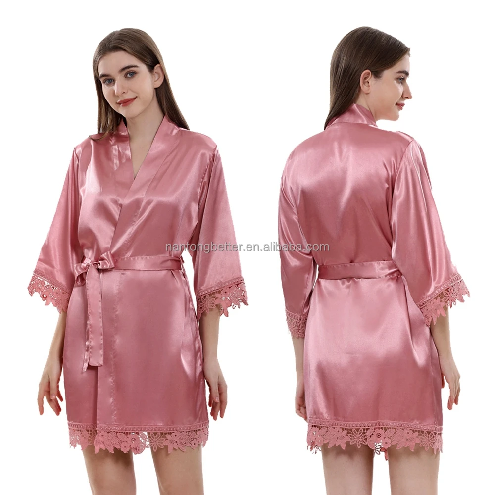 Wholesale Luxury Women's Silk Satin Kimono Robes Plus Size Bridal Party ...