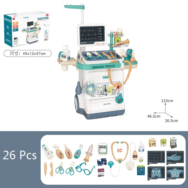 Simulation Medical Trolley Cart Doctor Table Toy Set Role Pretend ...
