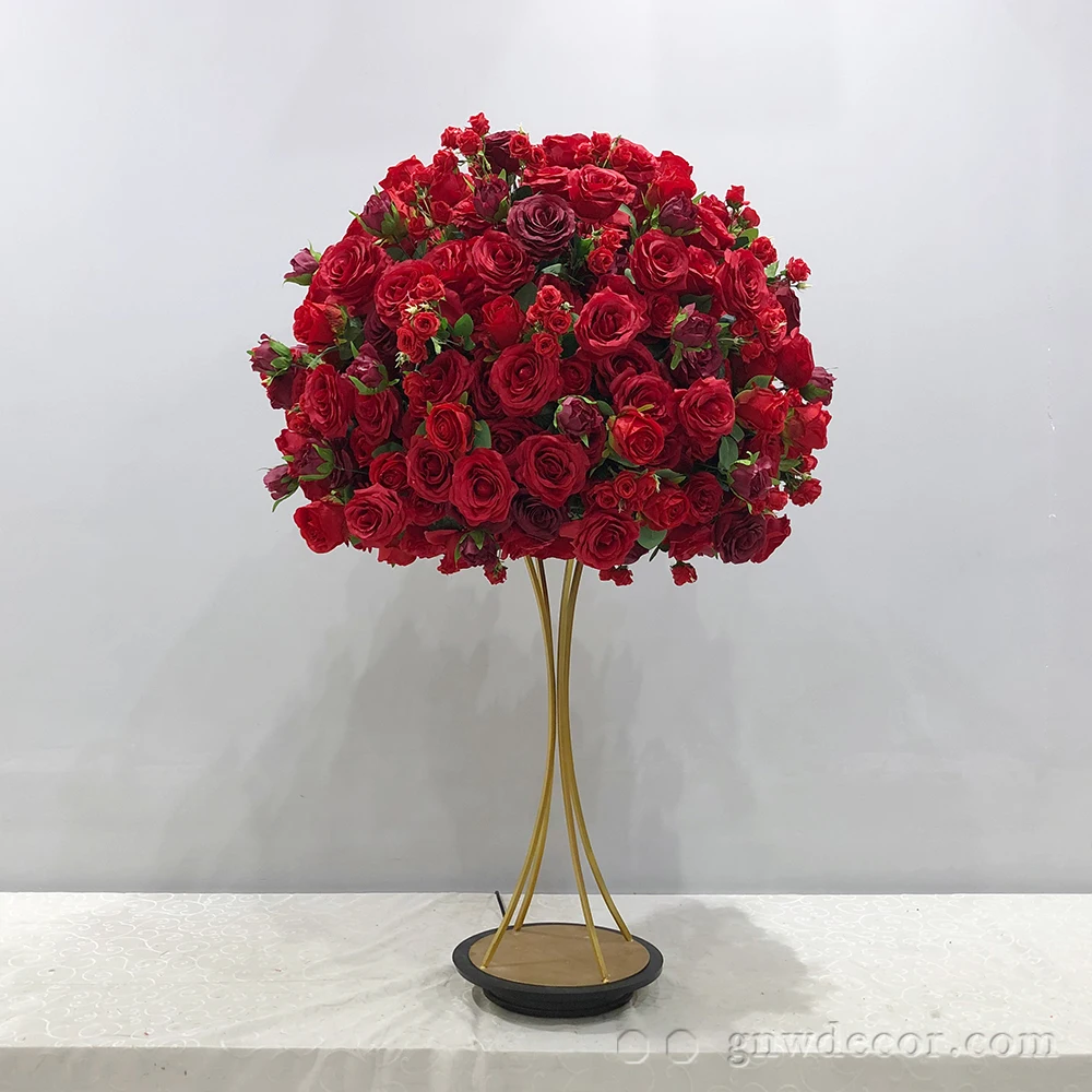 Decorative Table Red Rose Centerpiece Arrangement Wedding Decoration ...