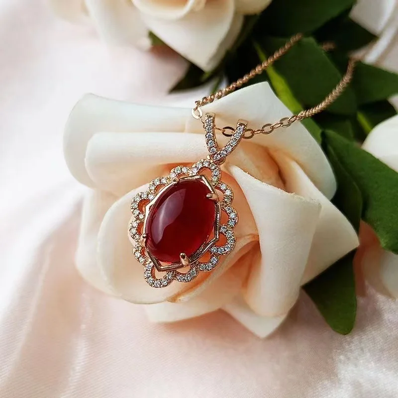 Garnet Hand Jewelry Set Pigeon Blood Red Cobblestone Live Mouth Ring ...