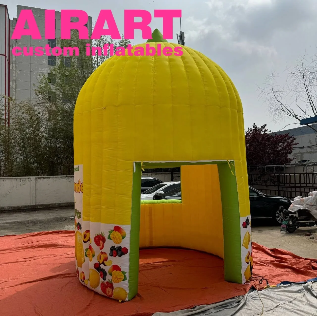 High Quality Inflatable Lemon Booth Tent 4M High Inflatable Fruit Drinks Kiosk for Advertising ...