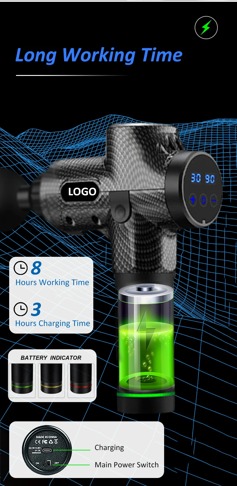 Dropshipping Type-c Handle Pro Fascial Gun 10 Head Percussion Muscle ...