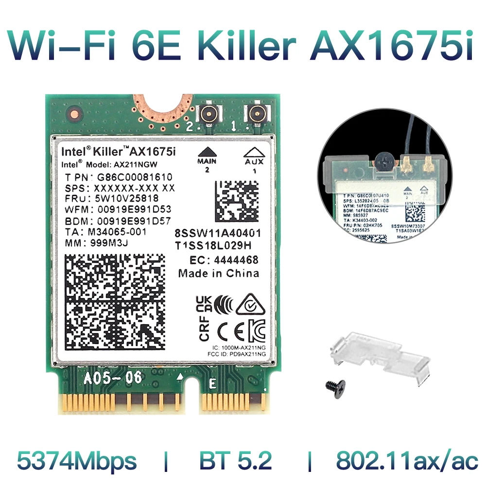 Killer Wi-Fi 6E Card Ax1675i - 3000mbps Tri Band Adapter