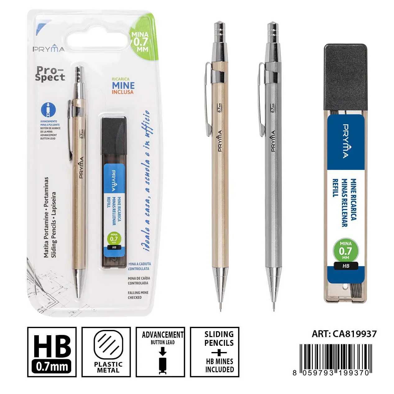 0.7mm Plastic Mechanical Pencil with 20HB Refill Leads 2B Hardness ...