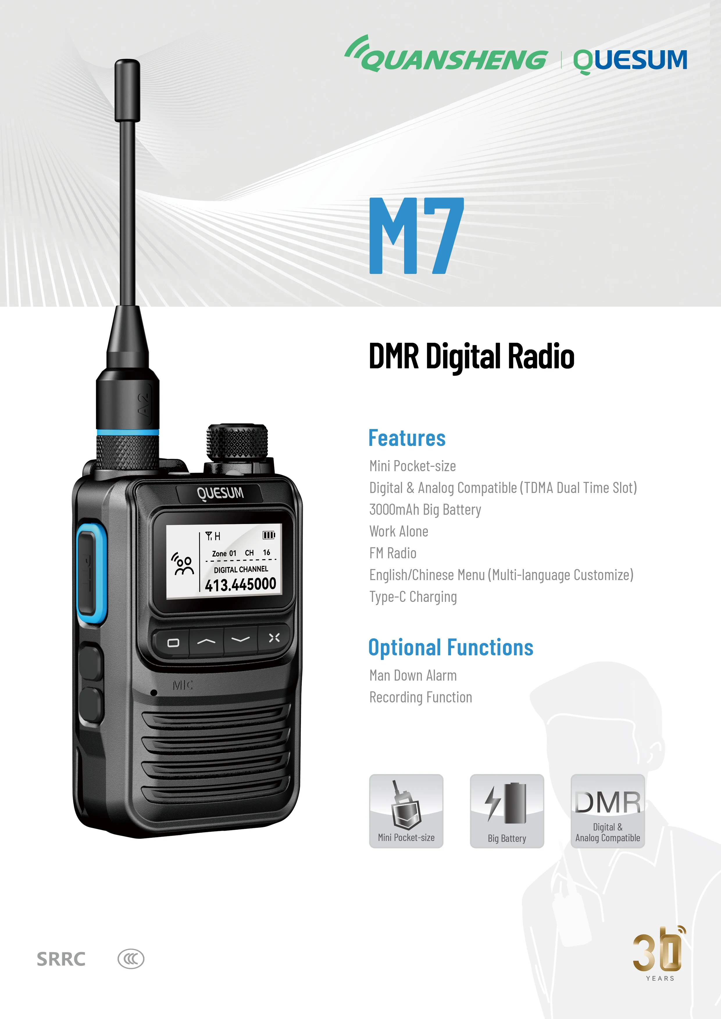 2025 QUANSHENG DMR Walkie Talkie - 2W Dual Time Slot Radio