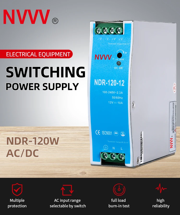 Din Rail Switching Power Supply - 12V, 120W, 3 Years Warranty