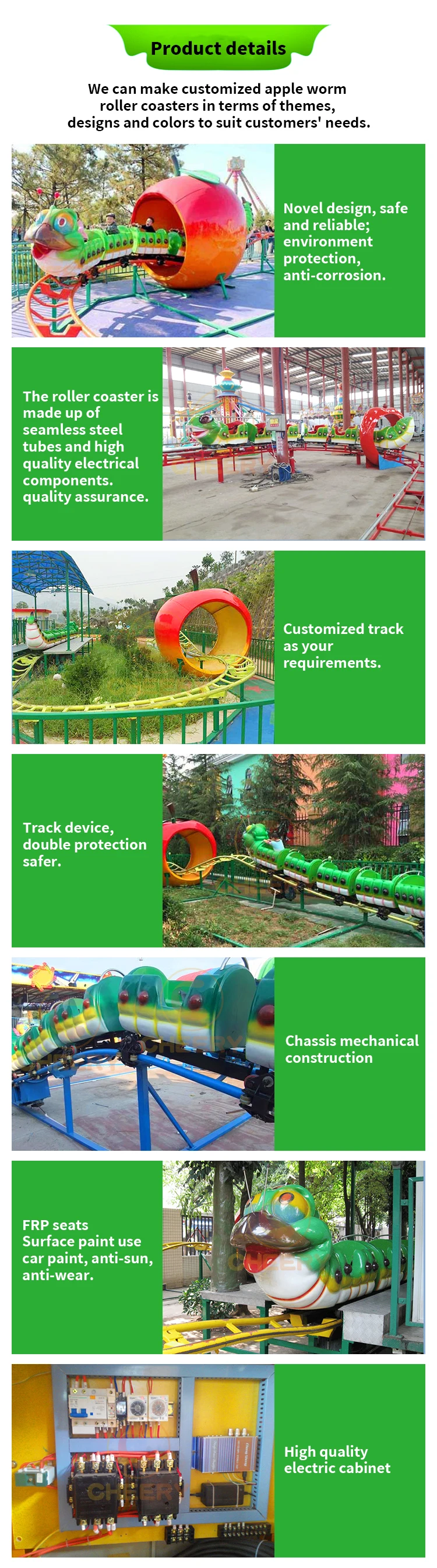 Cheery Apple Worm Mini Roller Coaster - 16 Seats Fun!