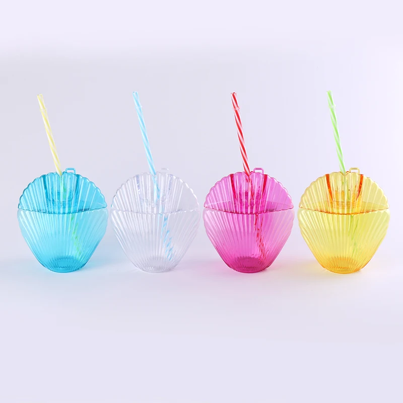 Seashell Creative Disposable Party Cups with Straws