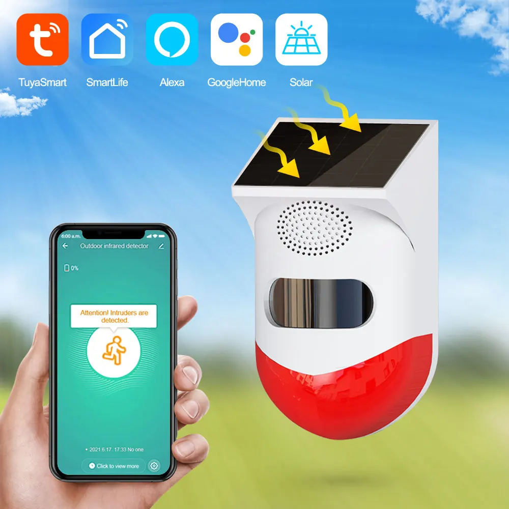 Tuya Wifi Outdoor Waterproof Solar Infrared Detector Home Smart Alarm ...