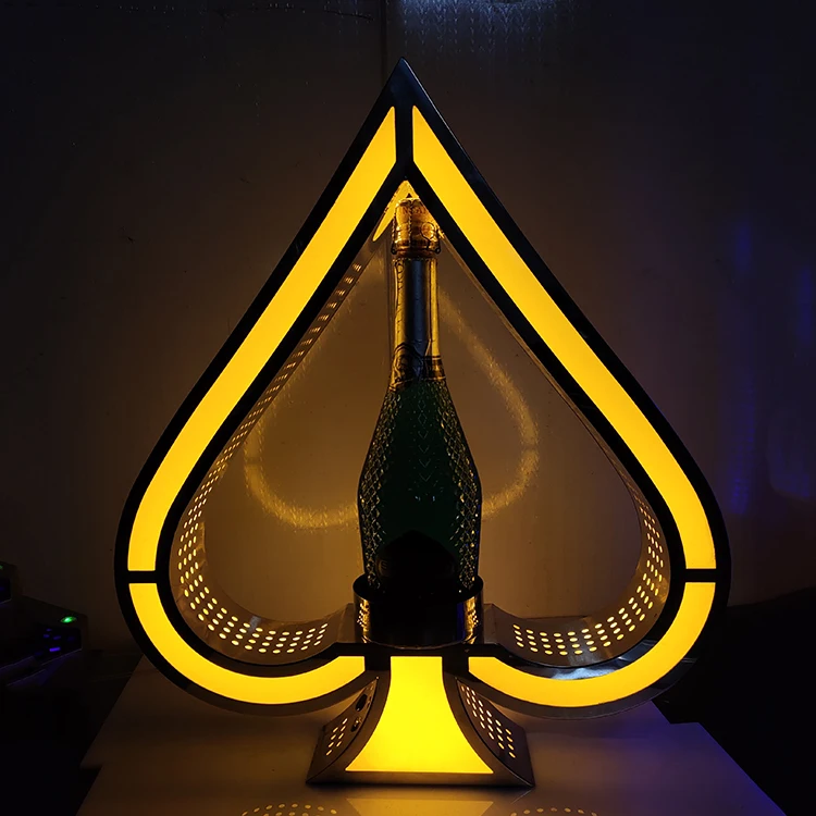 Luminous Rechargeable Wine Glorifier Spades Display Holder