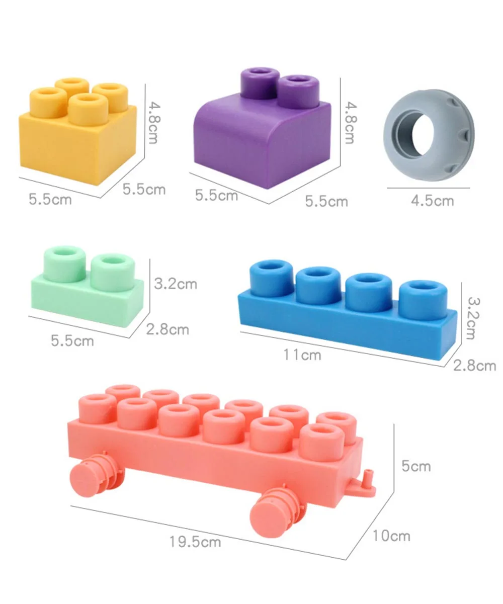 Soft Rubber Large Particle Building Blocks Baby 0-3 Years Old Silicone ...