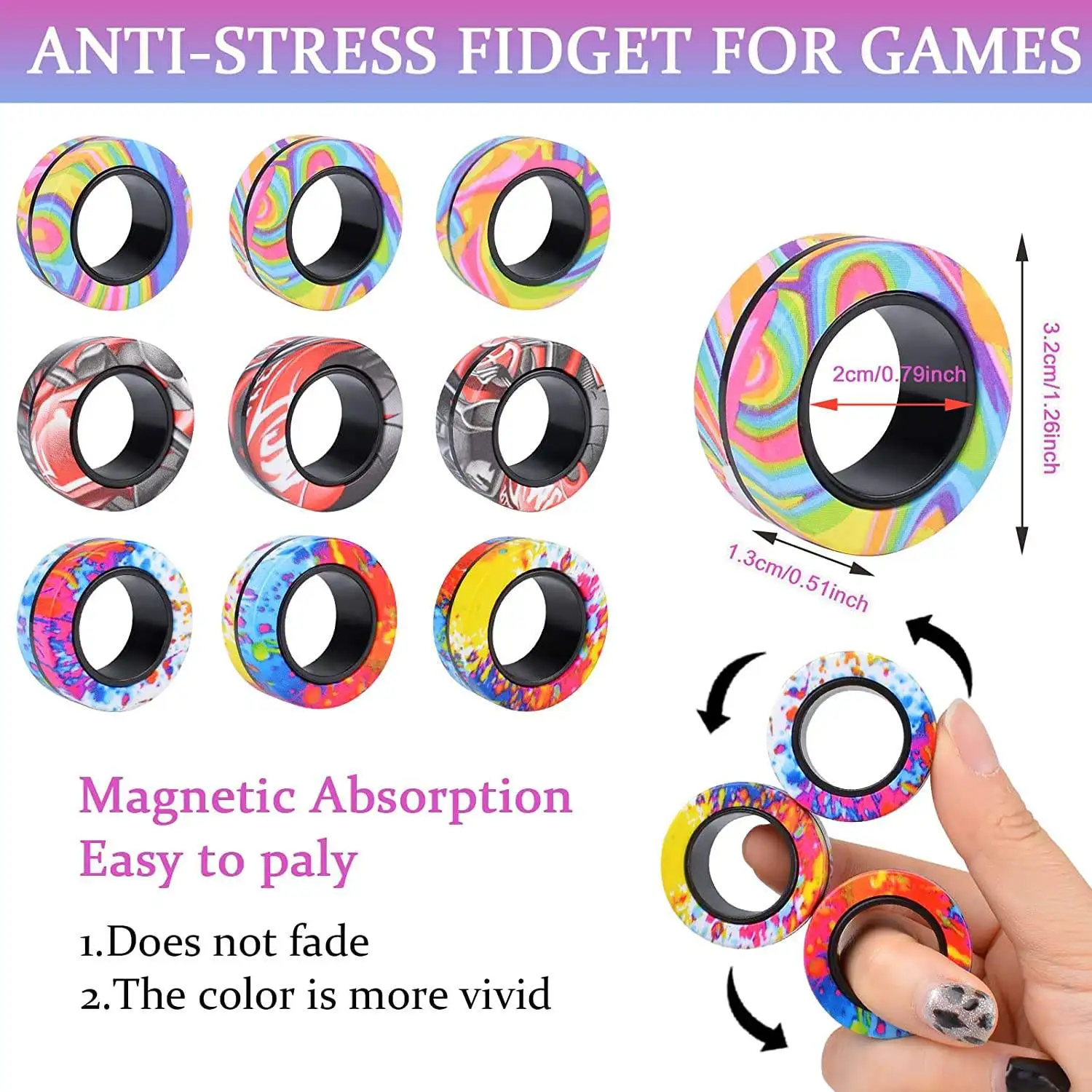 Magnetic Fidget Spinners Rings Idea Anxiety Decompression Fidget Toys ...