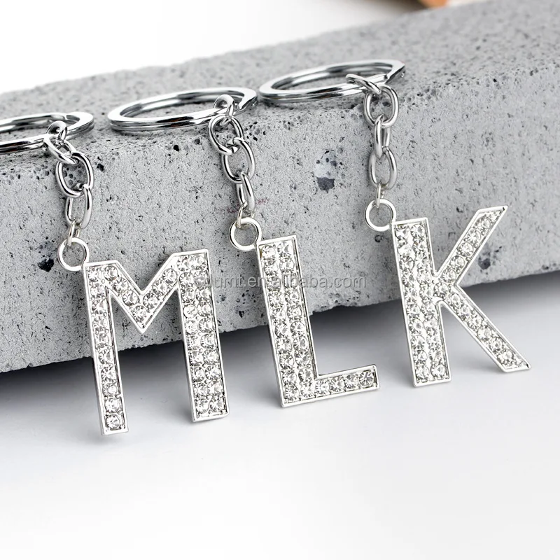 Hot Sales Custom Letter Number Logo Rhinestone Keychain Metal Key Chain ...