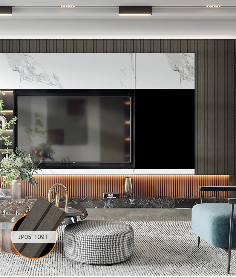 Indoor Wpc Fluted Wallboard Tv Background Interior Solid Seven Grids ...