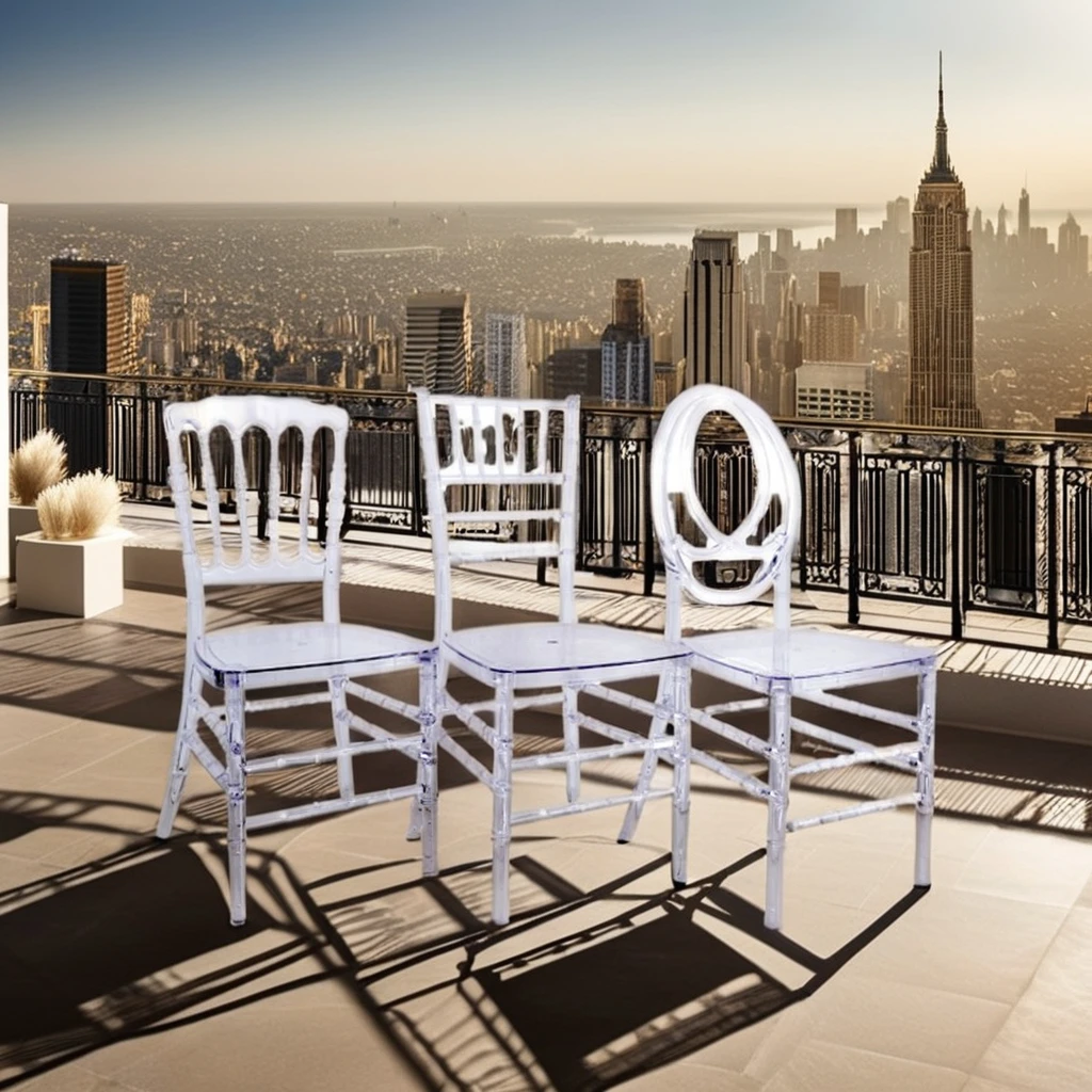 Napoleon Chiavari Wedding Chair in White Transparent Phoenix Clear ...