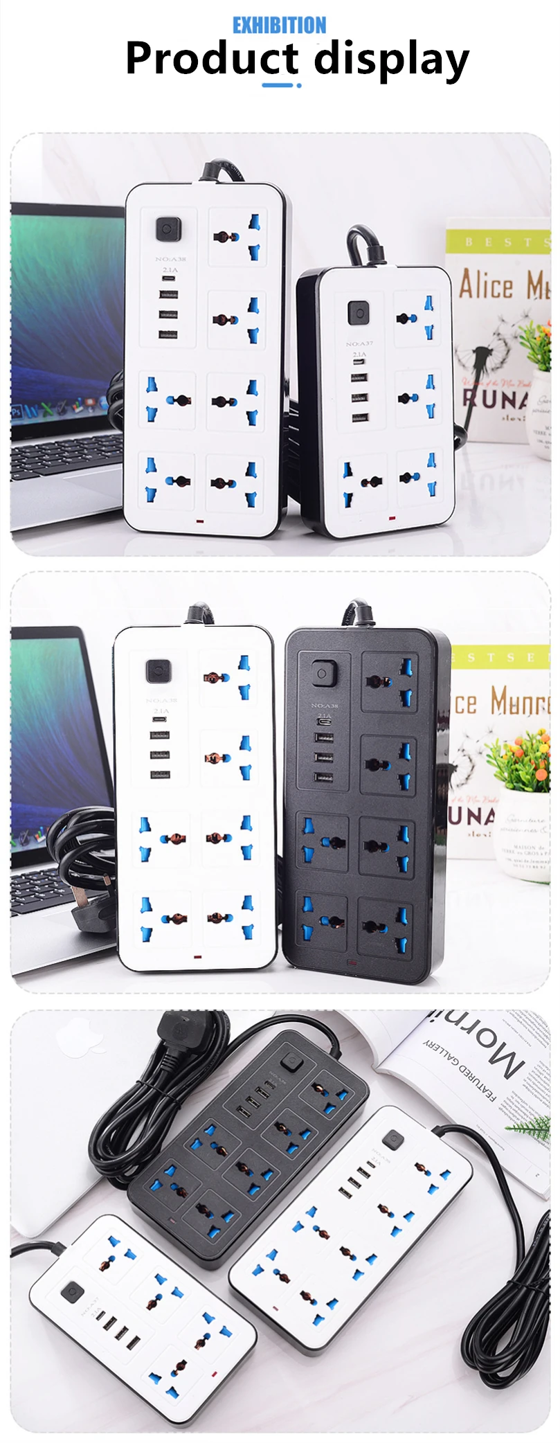 Custom Logo Wholesale USB Socket - 6 Outlets Power Strip