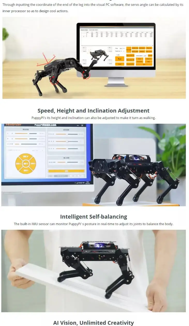Puppypi Pro - Hiwonder ROS Quadruped Robot Dog with AI
