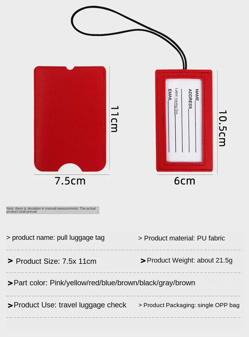 Custom PU Leather Portable Luggage Tag Hidden Pull-Out Boarding ...