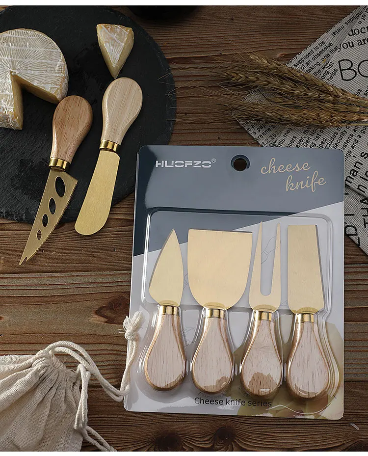 High Quality Rubber Wood Handle Cheese Tool Set Stainless Steel Kitchen ...