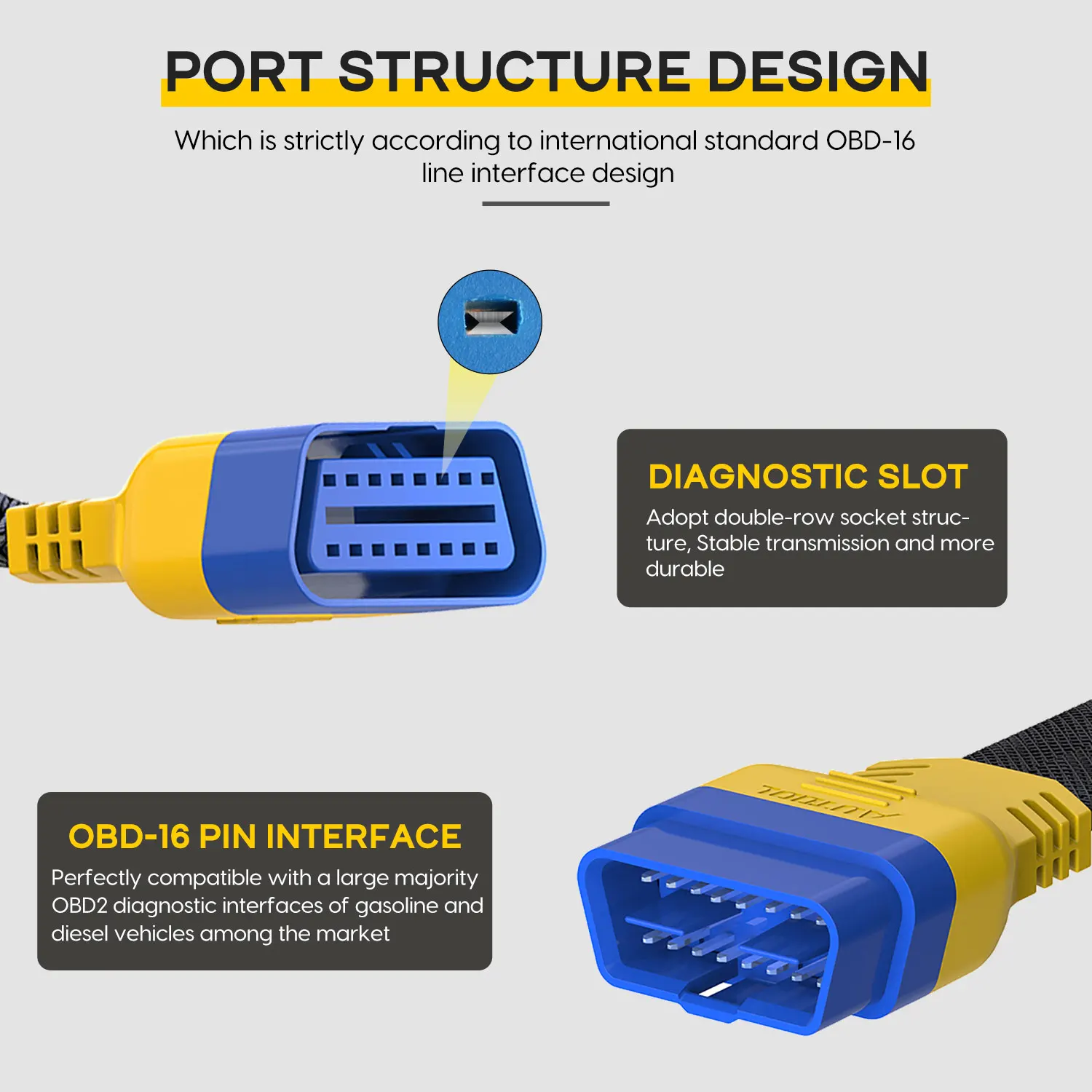 AUTOOL Car OBD2 II Enhanced 20cm Flexible Extension Cable