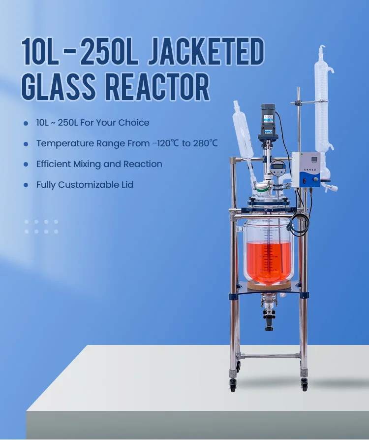 Heater And Chiller 10l Jacketed Glass Reactor Setup - Buy 10l Glass ...