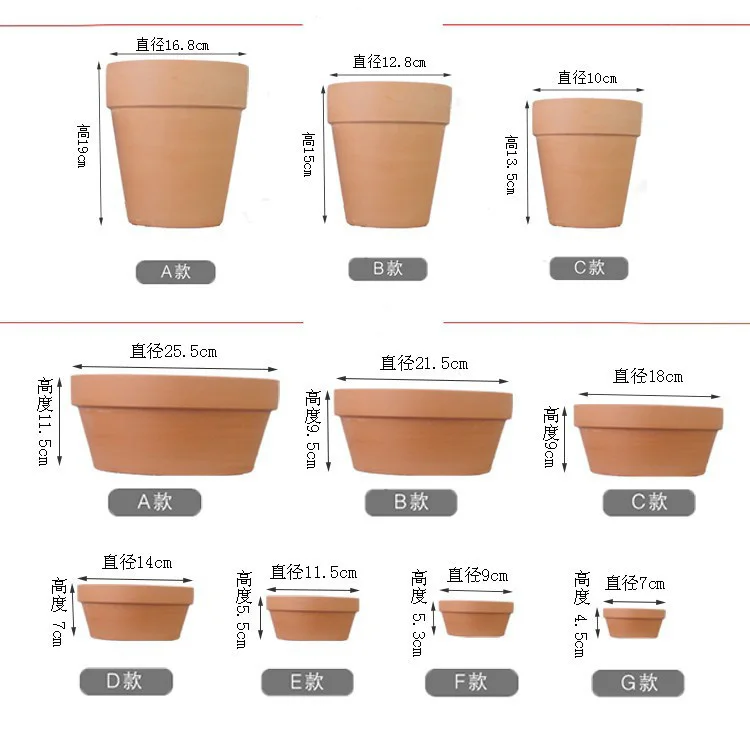 Multiple Sizes Big Garden Clay Terracotta Flower Pots Wholesale For ...