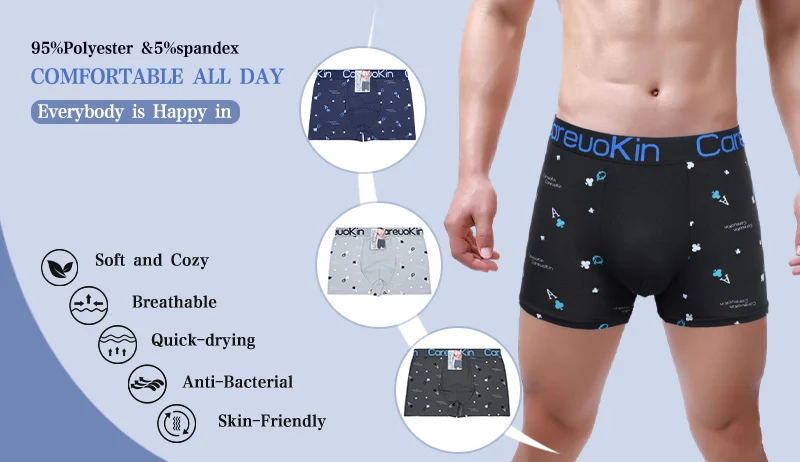 Careuokin Men's Classic Style Comfortable Spandex Underpants Breathable ...