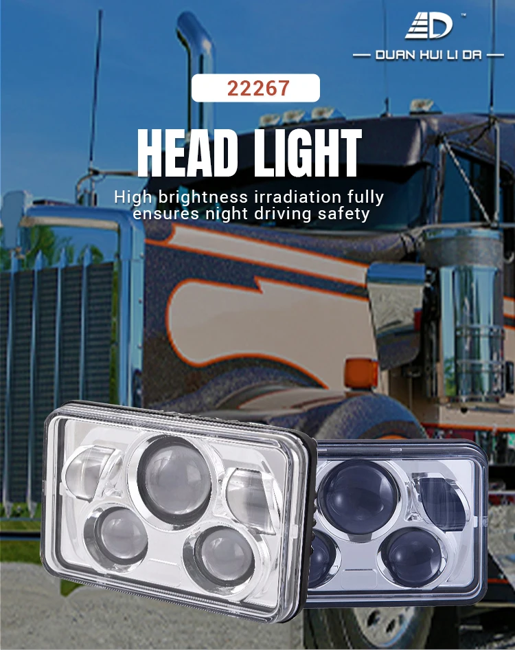 4x7 Inch Headlight PCLens Square DOT High Beam Low Beam Headlamp ...