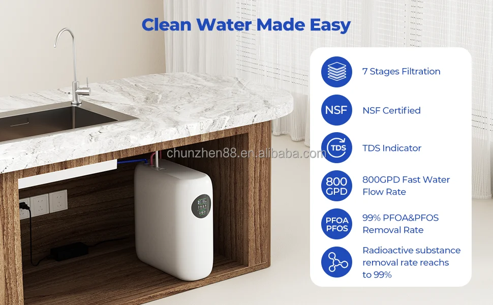 Domestic 800GPD Mini RO Water Purifier Tankless RO Water Filter System ...