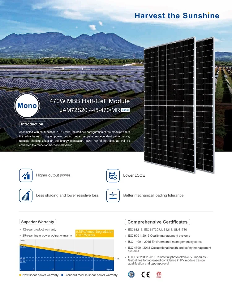 JA Solar 470W PERC 72-Cell Half-Cell Module Solar Panels High ...