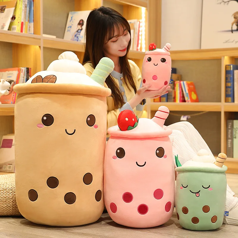 Cute Soft Bubble Boba Milk Tea Cup Shaped Pillow Plush