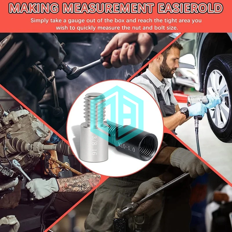 26 Nut and Bolt Thread Check Nut and Bolt Size Gauge 14 Inch 12 Metric Assembled Thread Gauge ...