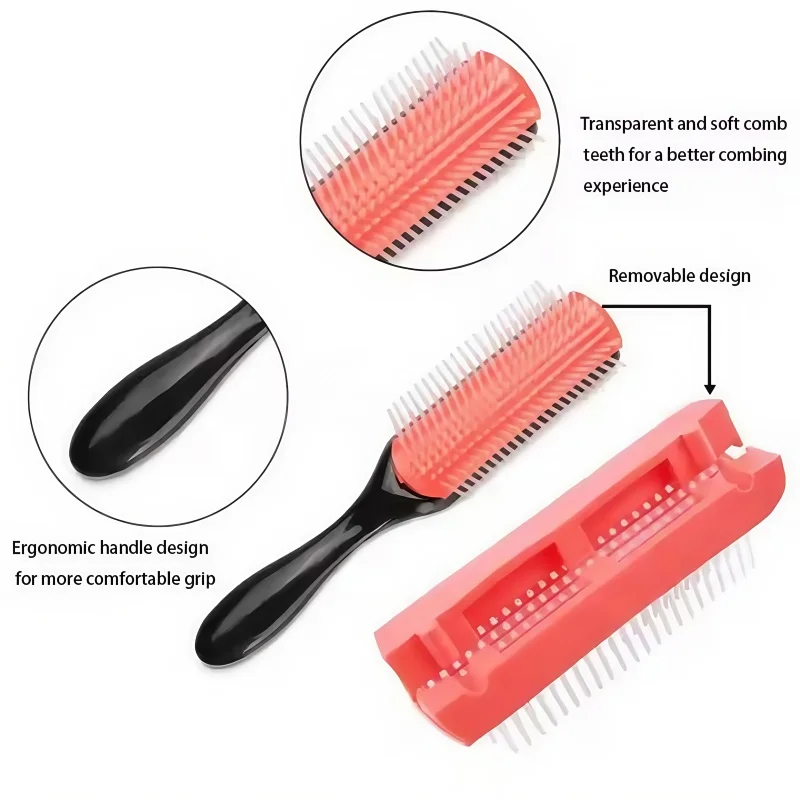 Custom Logo Detangle Hair Brush With 9 Row Comb Teeth Salon ...