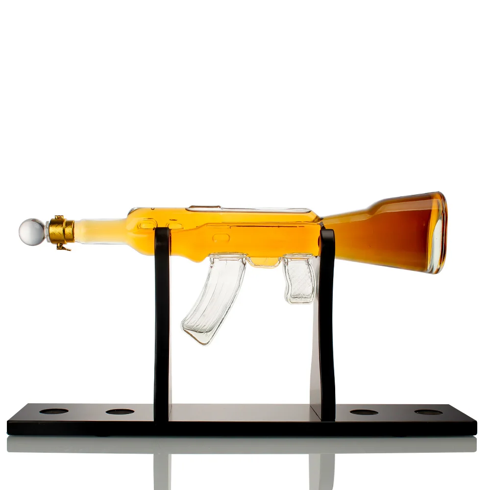 AK47 Gun Shape Borosilicate Glass Bottle - 750ml Whiskey Decanter